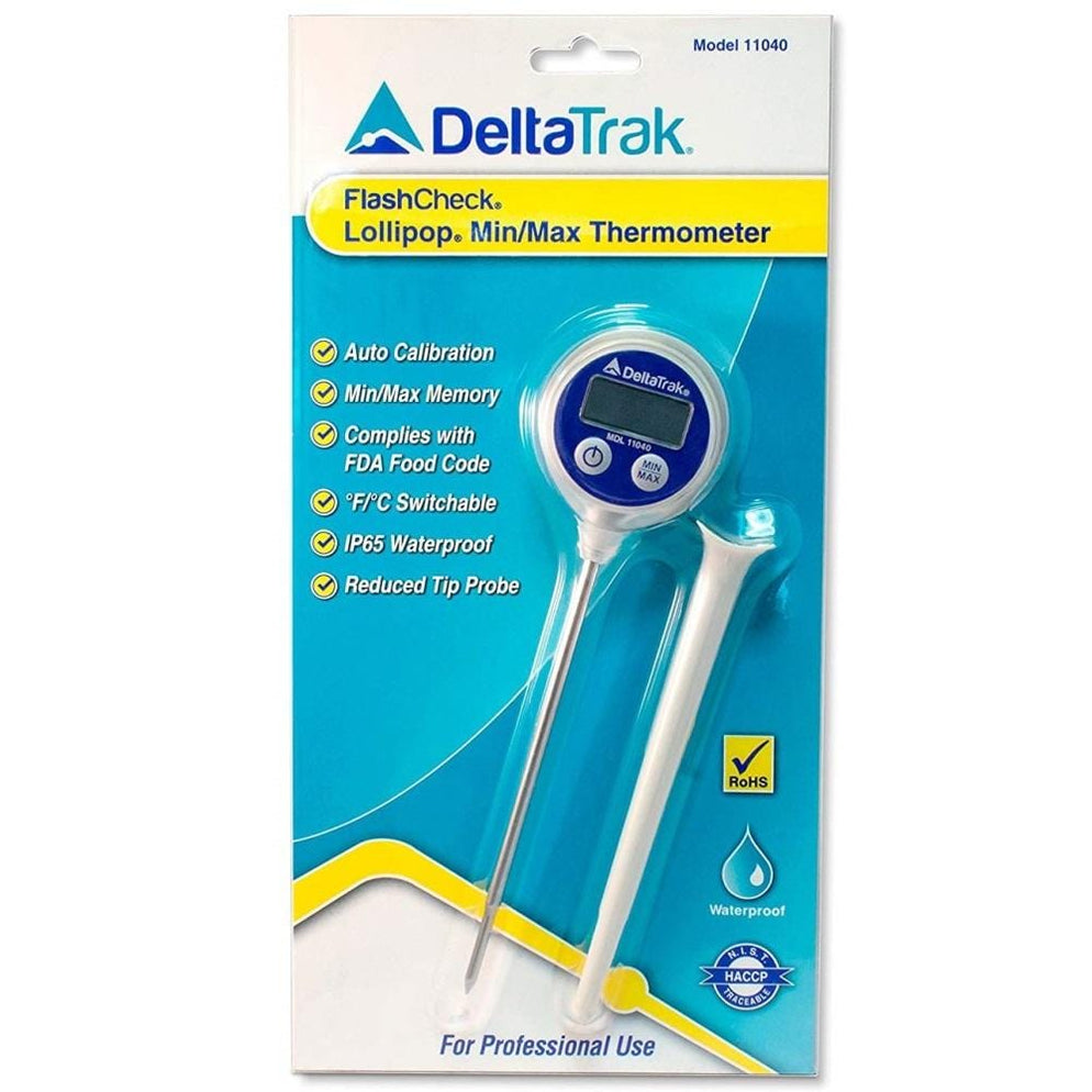 DeltaTrak 11040: FlashCheck® Lollipop Min/Max Thermometer, 105mm (appr