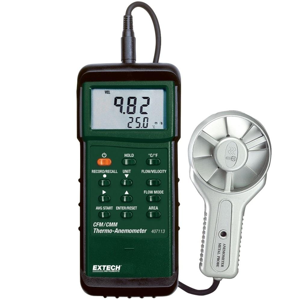 Extech 407113 Heavy Duty CFM Metal Vane Anemometer