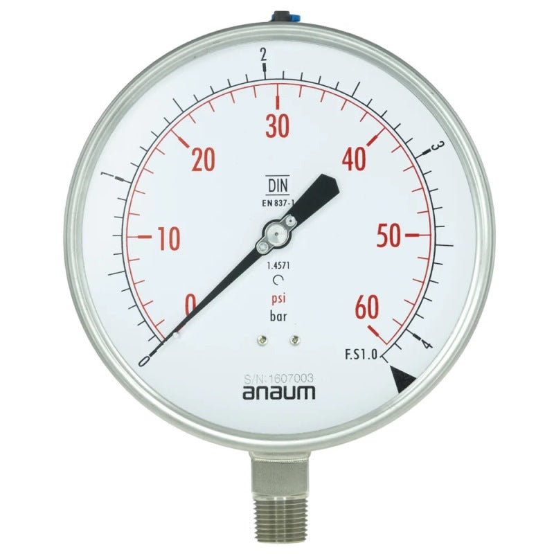 Anaum AN3160 Pressure Gauge, 0~4 Bar, Dial: Ø160mm, 1/2 Inch NPT